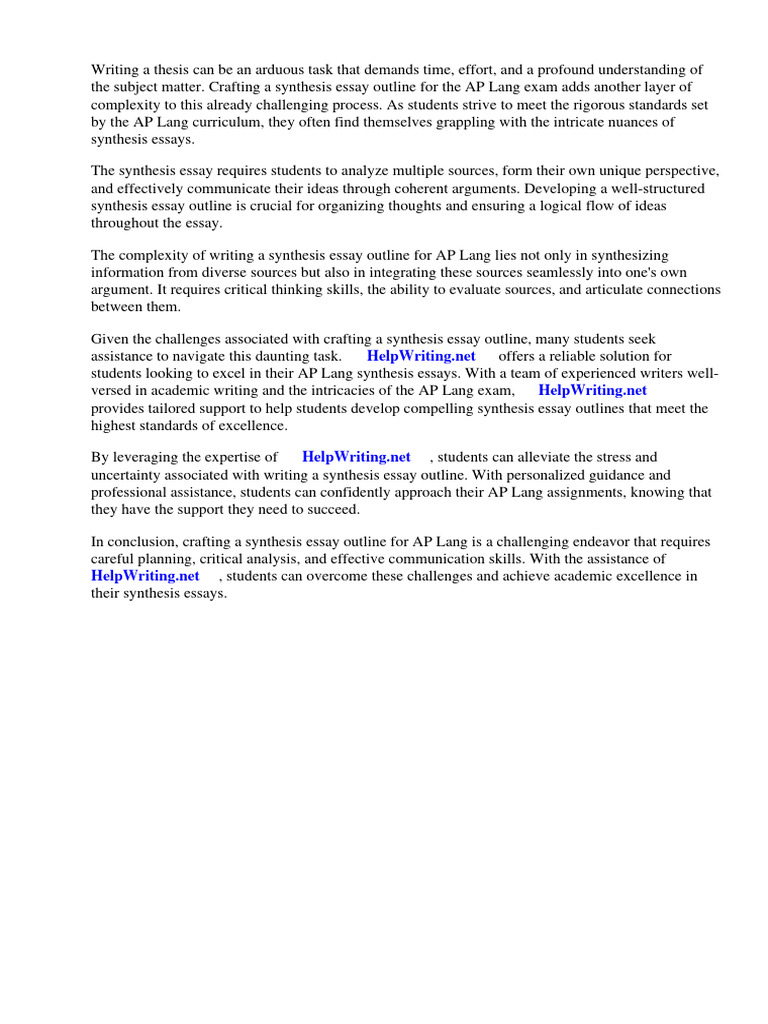 Synthesis Essay Outline AP Lang | Download Free PDF | Essays | Critical ...