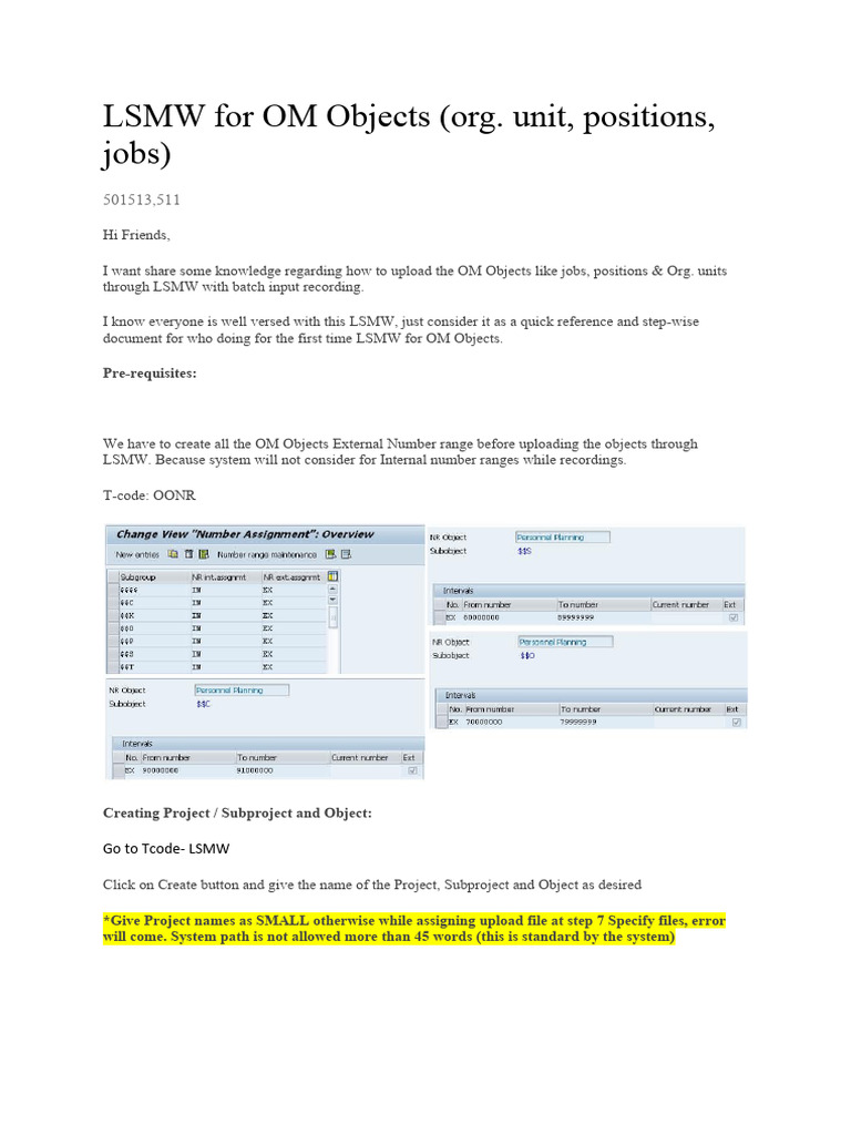 LSMW Guide for OM Objects Upload | PDF | Computer File | Computer Science