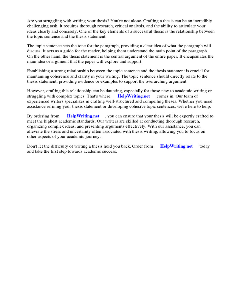 Relationship Between Topic Sentence and Thesis | PDF | Essays | Logic