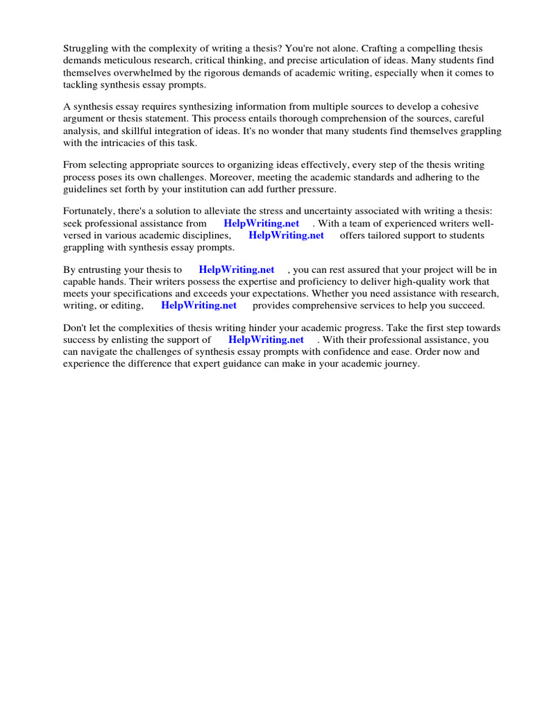 Synthesis Essay Example Prompt | PDF | Essays | Dialectic