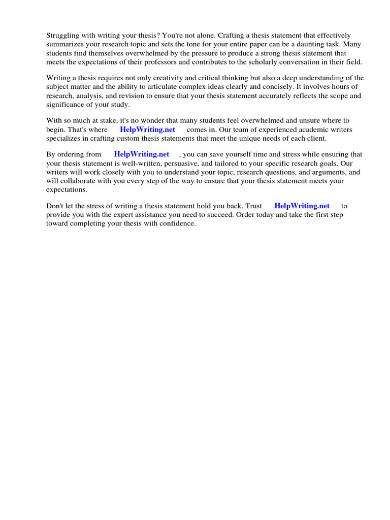 Example of A Thesis Statement | PDF | Essays | Thesis