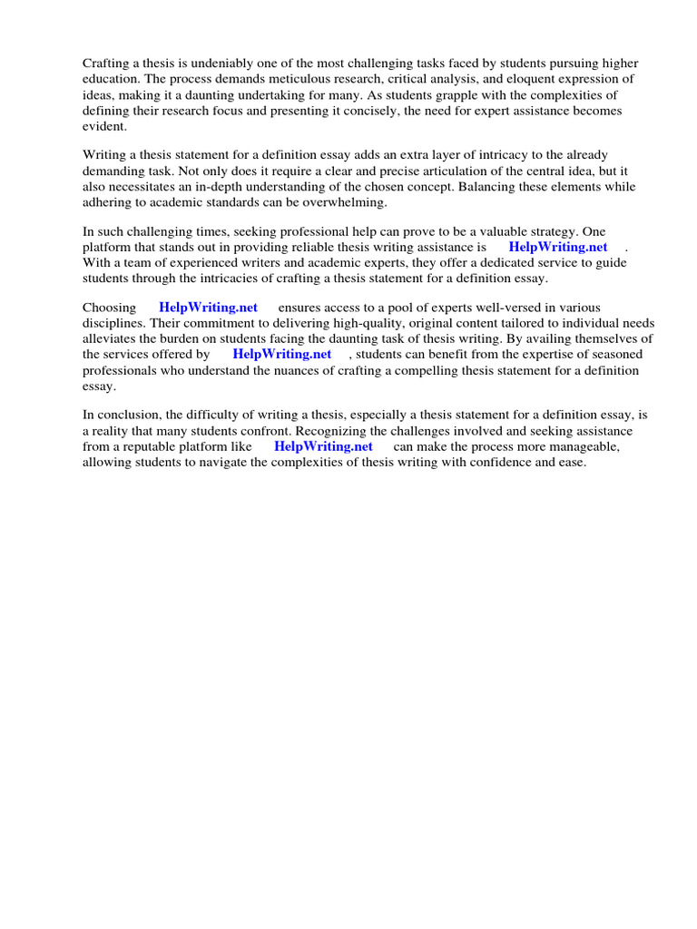Definition Essay Thesis Statement Examples | PDF | Essays | Thesis