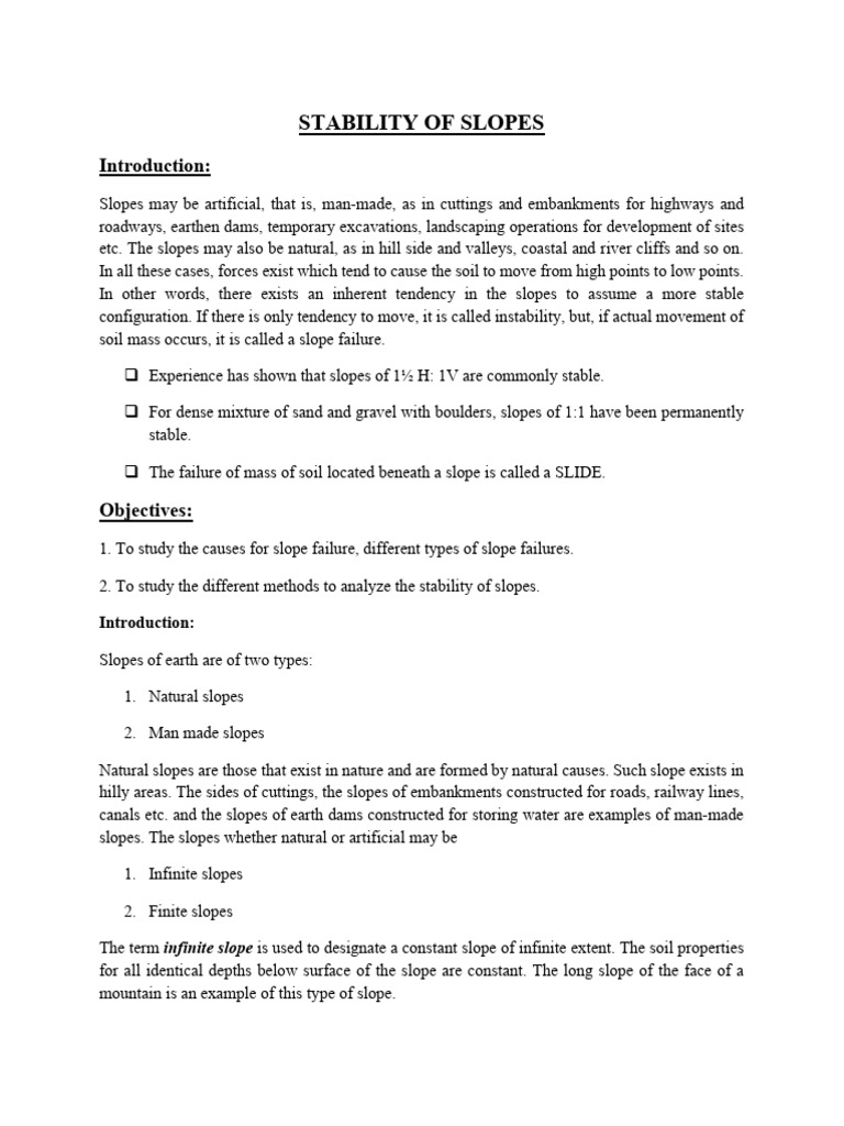 Slope Stability - Infinite Slopes | PDF | Strength Of Materials | Soil ...