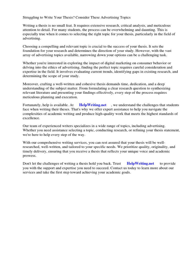 Thesis Advertising Topics | PDF | Advertising | Thesis