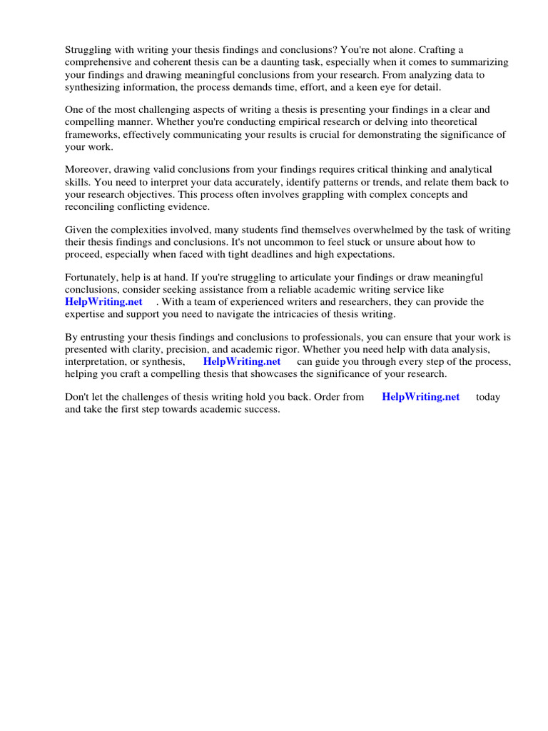 Thesis Findings and Conclusions | PDF | Thesis | Essays