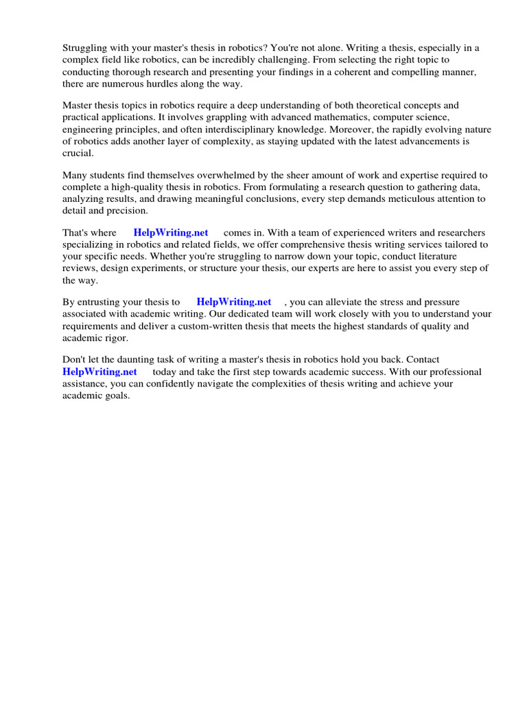 Master Thesis Topics in Robotics | PDF | Machine Learning | Robotics