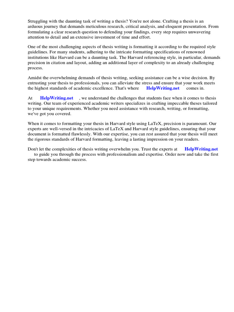 Thesis Latex Template Harvard | PDF | Thesis | Doctor Of Philosophy