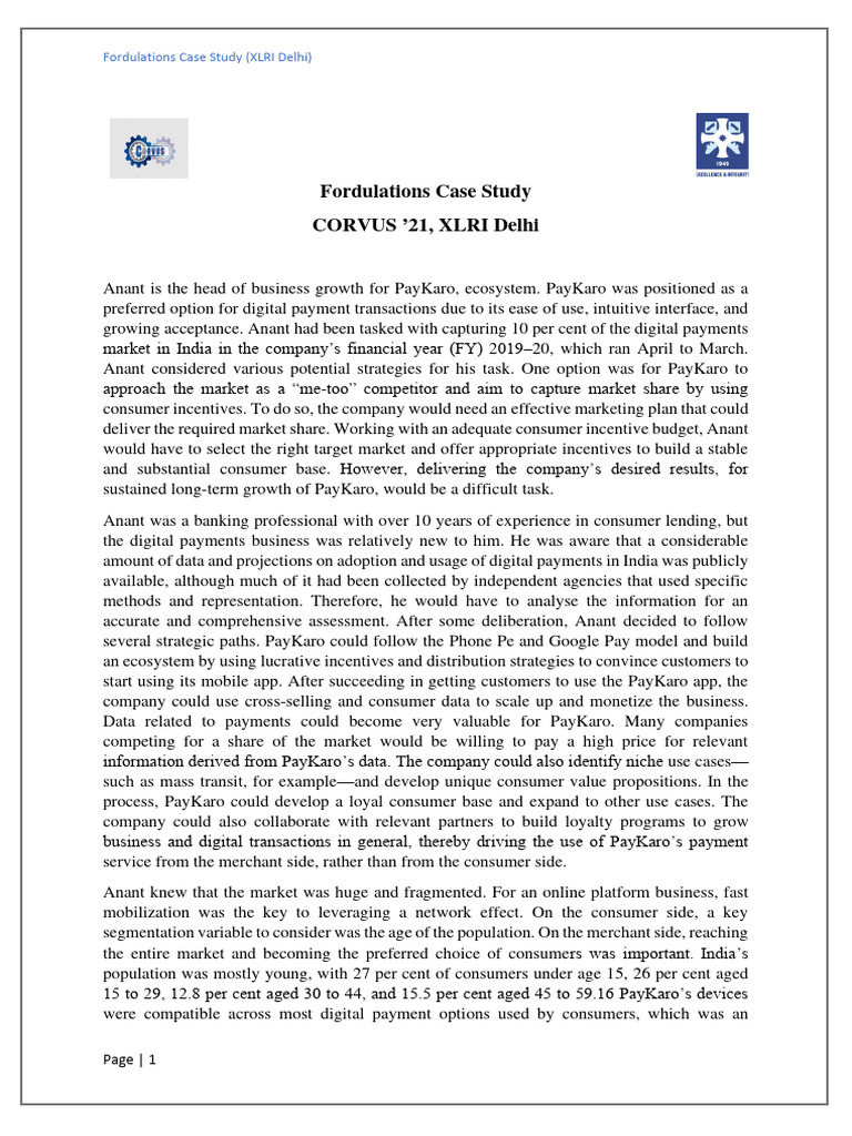 Corvus Case Study Pdf Market Economics Financial Markets