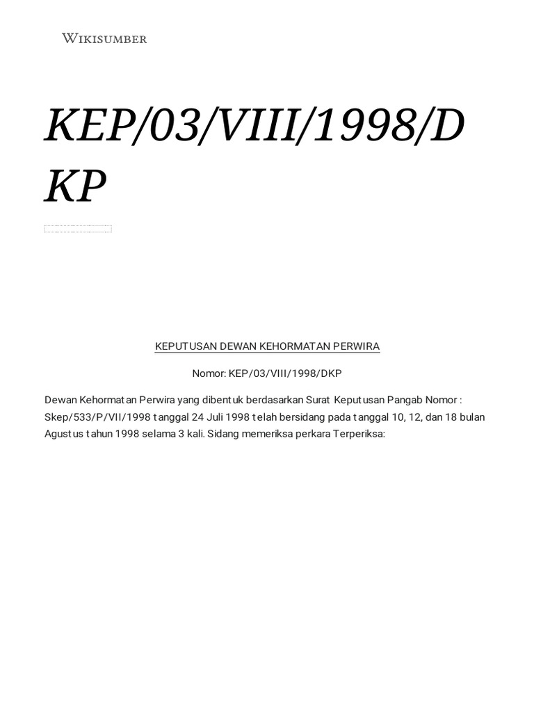 KEP - 03 - VIII - 1998 - DKP - Wikisumber Bahasa Indonesia | PDF