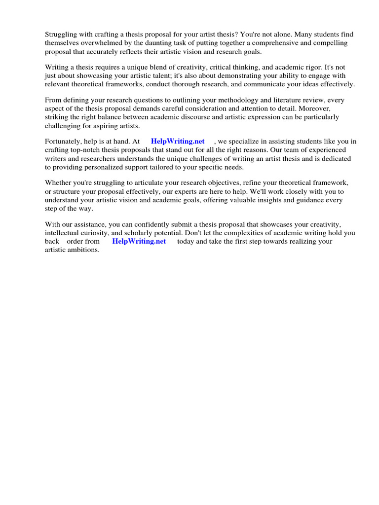 Artist Thesis Proposal Example | PDF | Thesis | Creativity