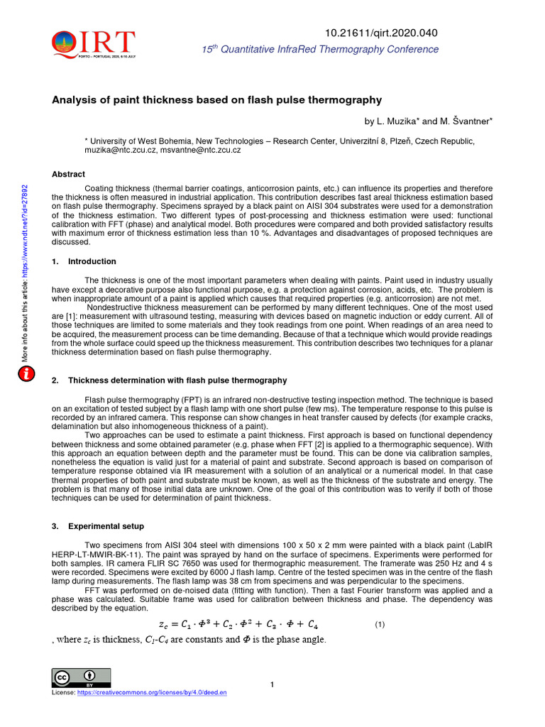 Analysis of Paint Thickness Based On Flash Pulse Thermography ...
