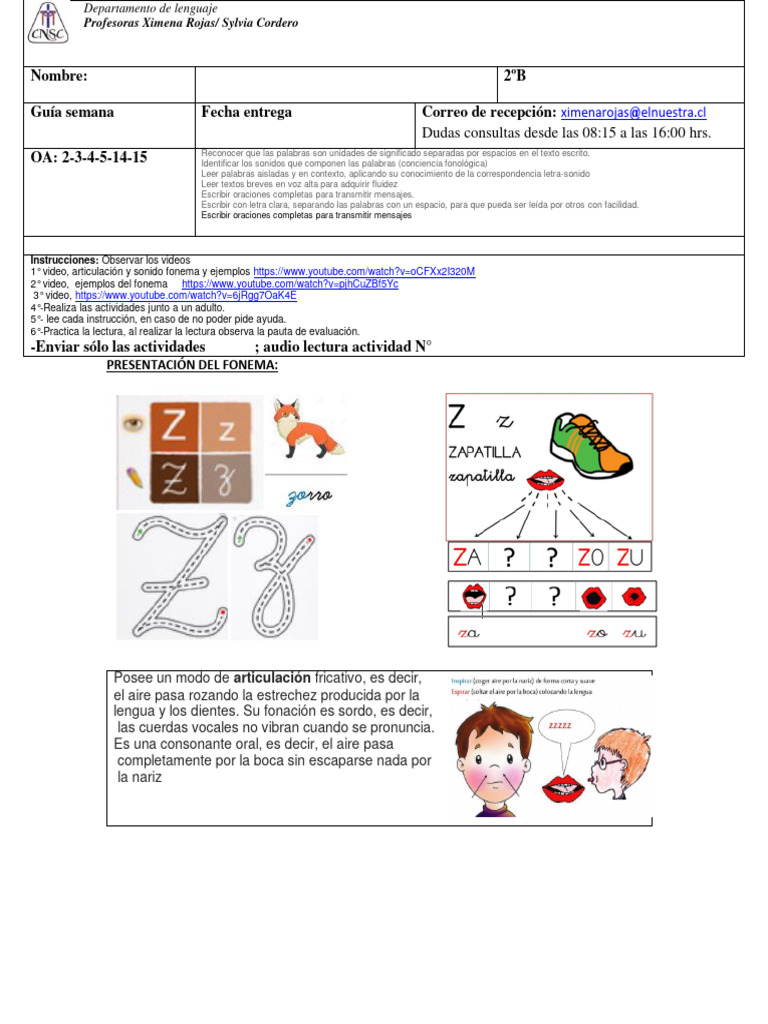 Lenguaje - Fonema Guía ZZ | PDF