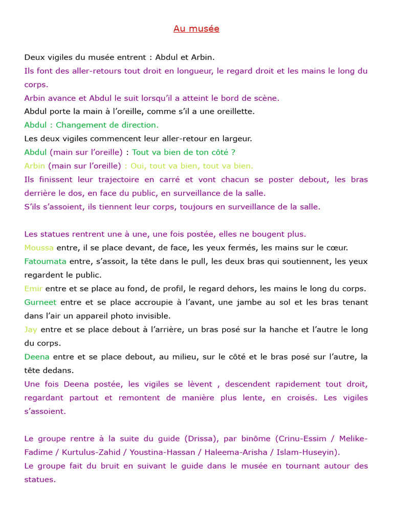 Saynète Du Musée | PDF