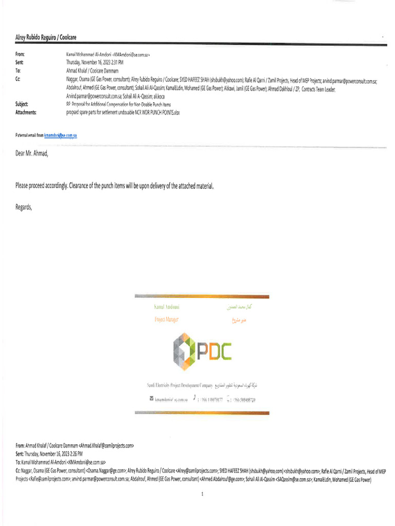 Receiving Form of Spare Parts Materials - HVAC Zamil | PDF