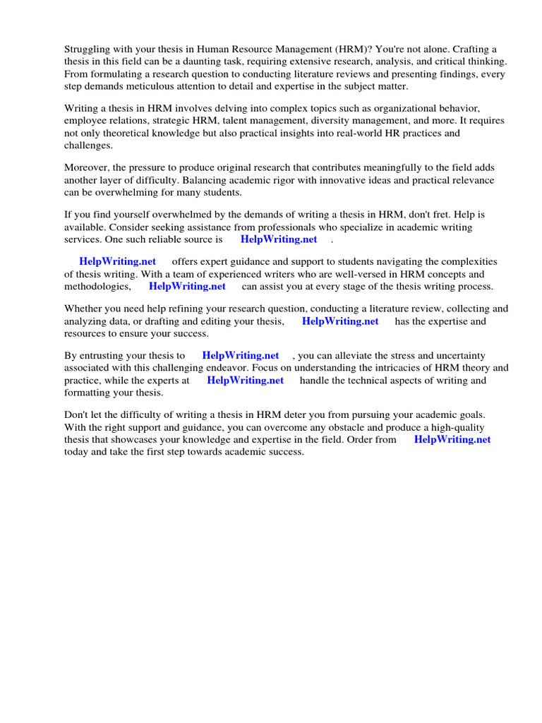 Thesis HRM Sample | Download Free PDF | Human Resource Management ...