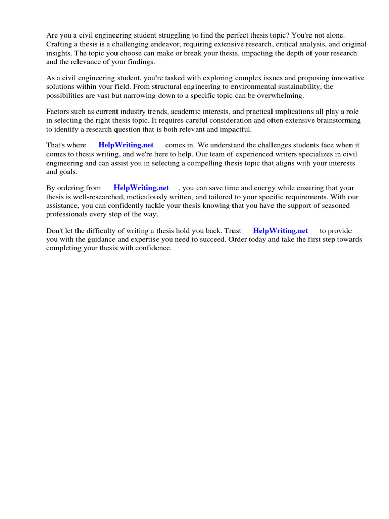 Civil Engineering Thesis Topic Help | PDF | Engineering | Civil Engineering