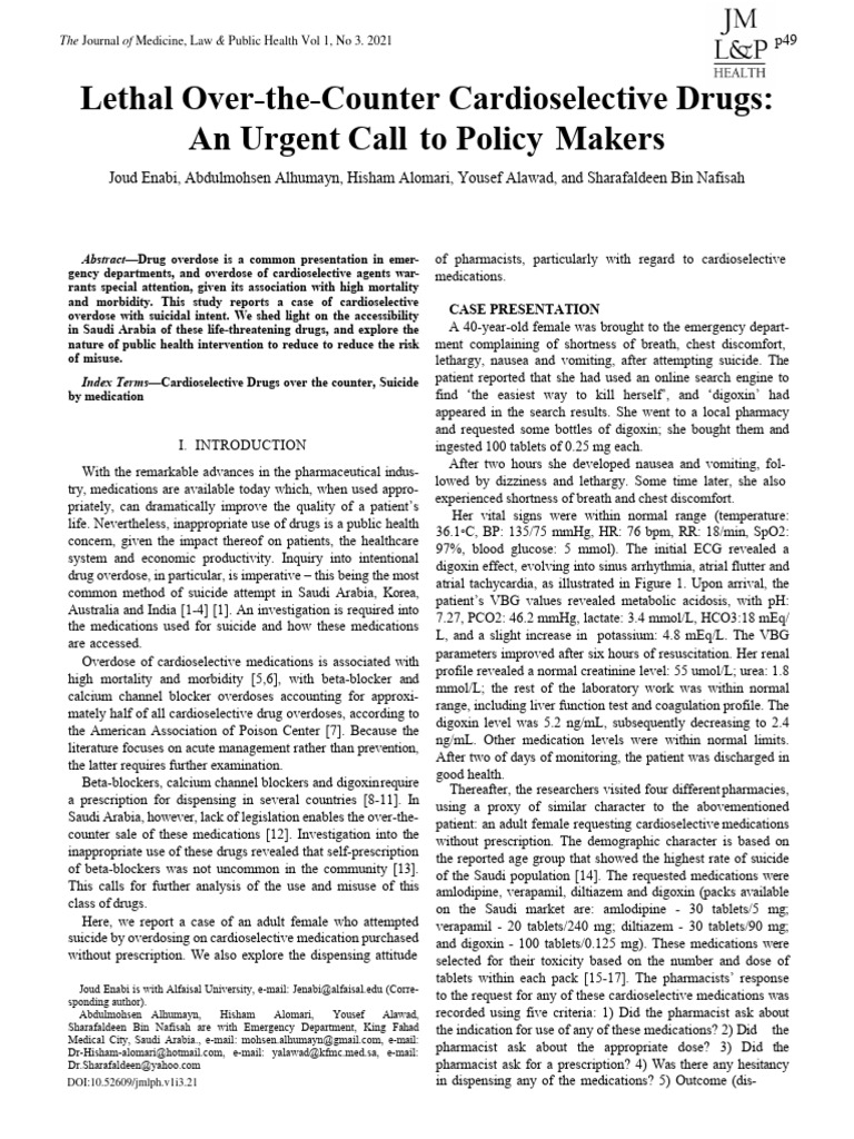 Lethal Over-The-Counter Cardioselective Drugs An Urgent Call To Policy ...