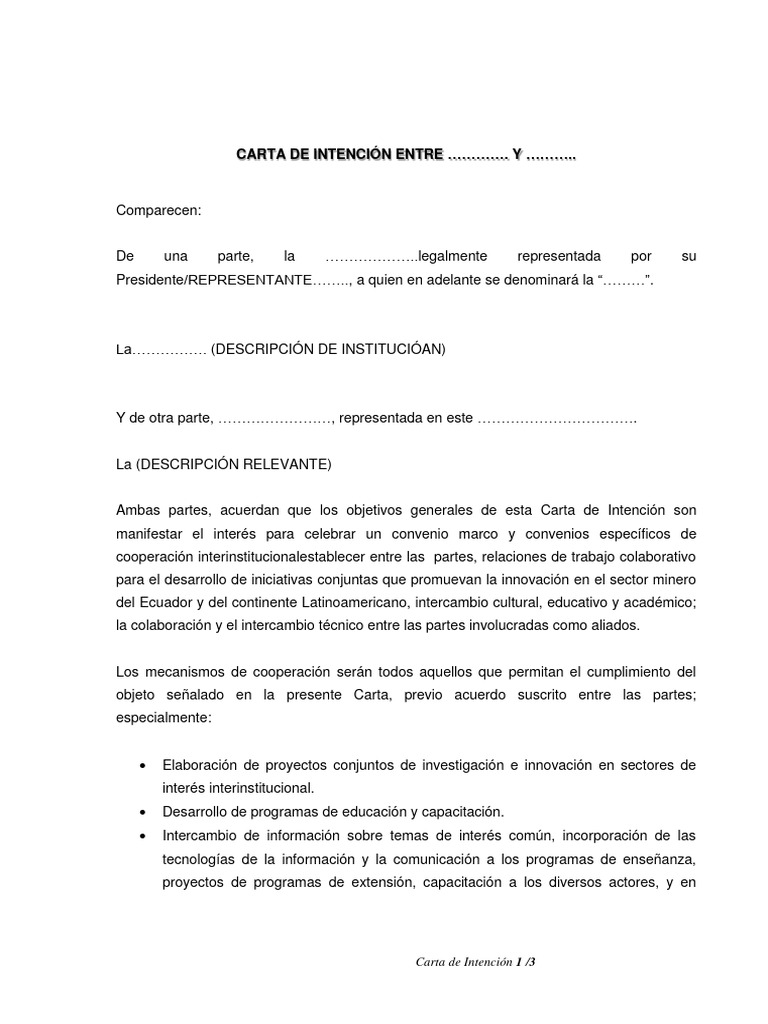 Formato Carta de Intención | PDF