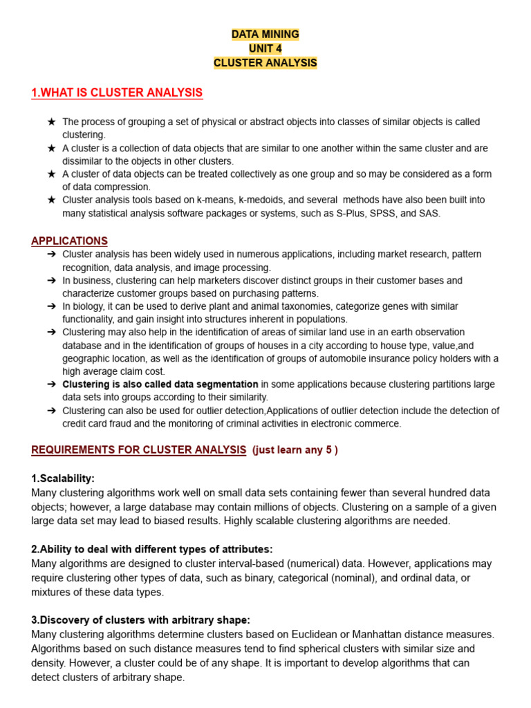 Cluster Analysis-Unit 4 | PDF | Cluster Analysis | Databases