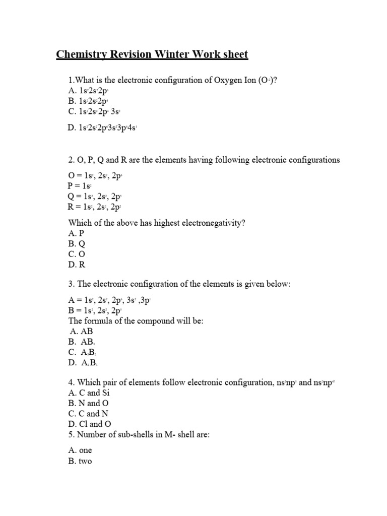 Chemistry Revision Work Sheet Grade 9 | PDF | Ion | Chemical Bond