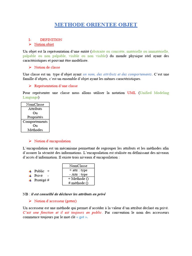 Methode Orientee Objet | PDF | Classe (informatique) | Programmation orientée objet