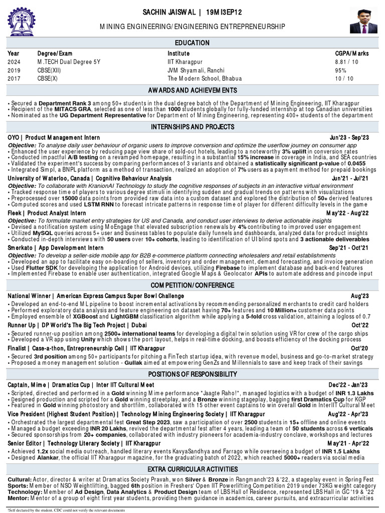 Sachin CV | PDF | Business