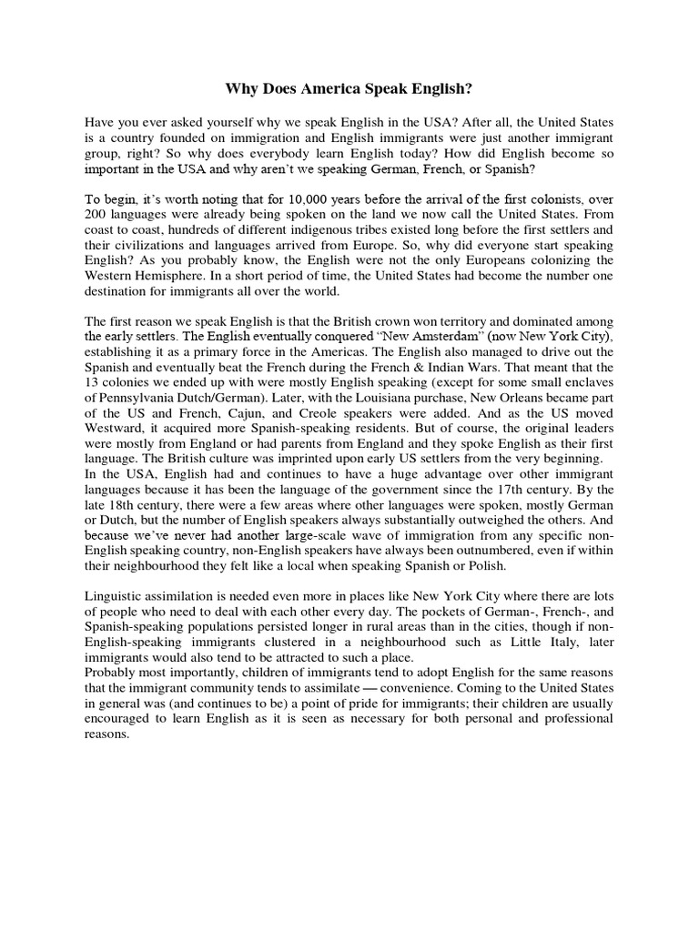Why America Speaks English Today | PDF | English Language | New France