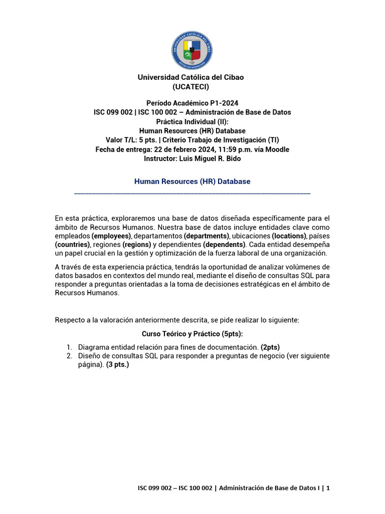 Práctica II - Human Resources (HR) Database | PDF | Bases de datos