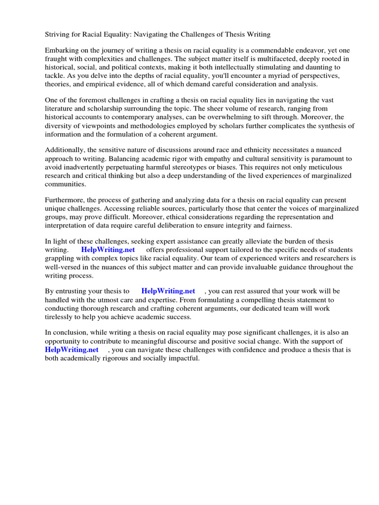 Racial Equality Thesis Statement | PDF | History