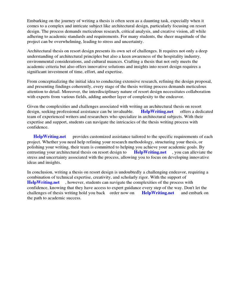 Architectural Thesis On Resort Design | PDF