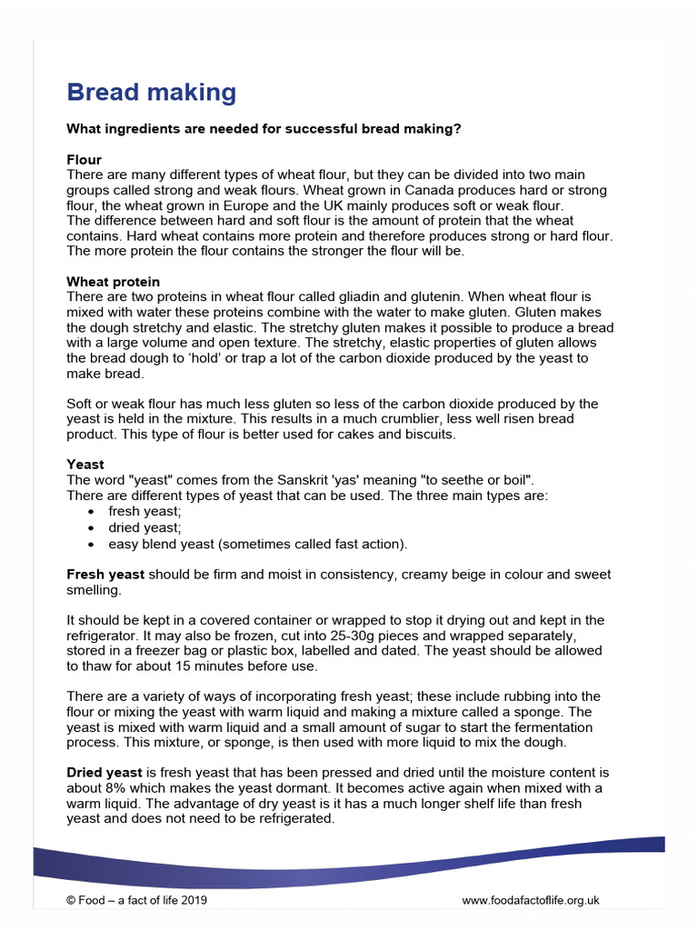 Bread Making Fact Sheet Fs 1416c | PDF | Breads | Flour