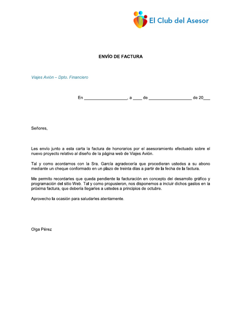 Carta de Envio de Factura | PDF