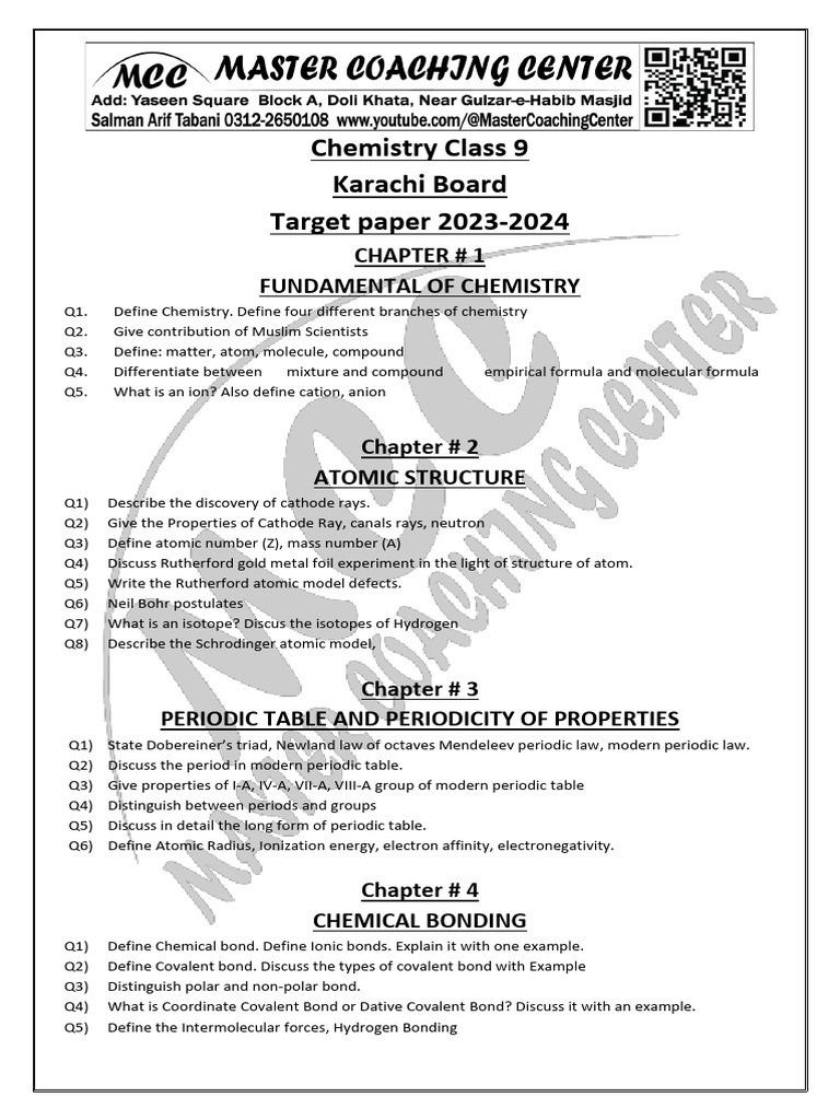 Chem 9 | PDF | Chemical Bond | Chemistry