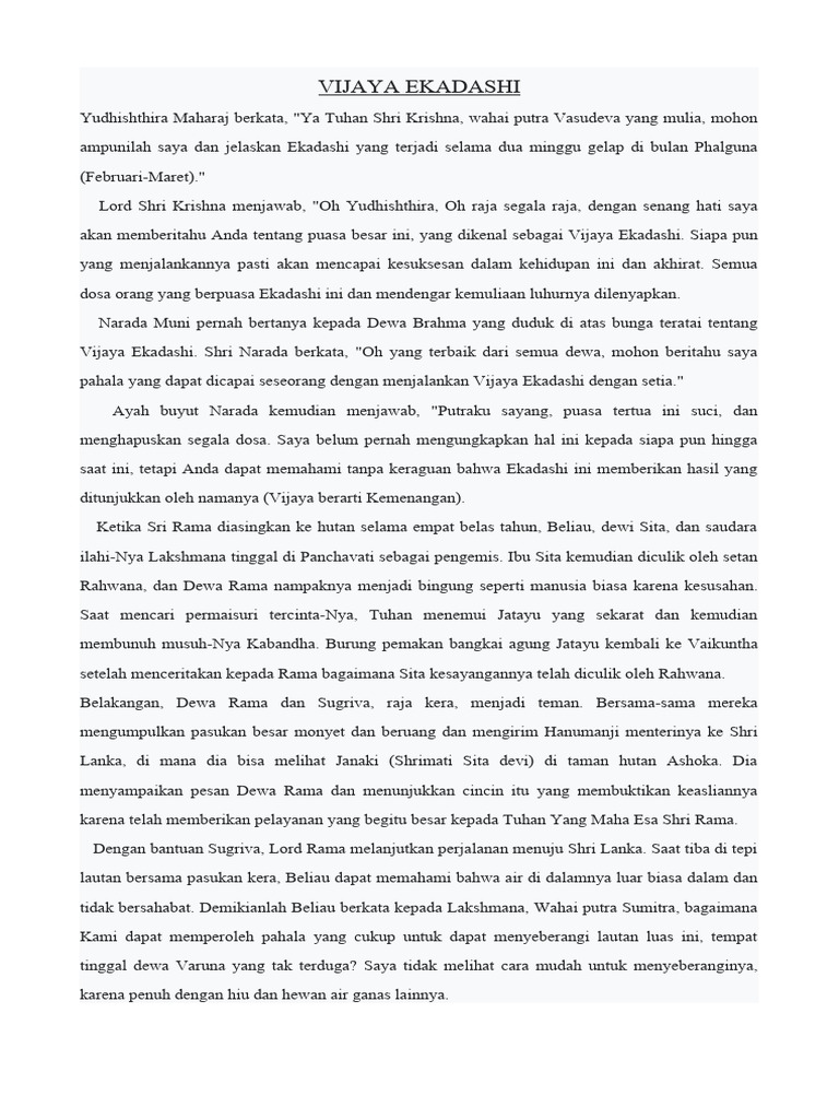 Keutamaan Vijaya Ekadashi | PDF | Agama & Spiritualitas