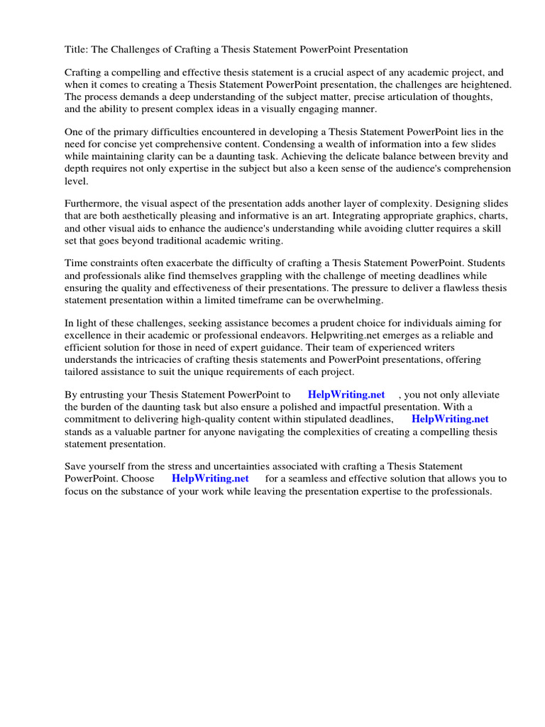 Thesis Statement Presentation Challenges | PDF | Essays | Thesis