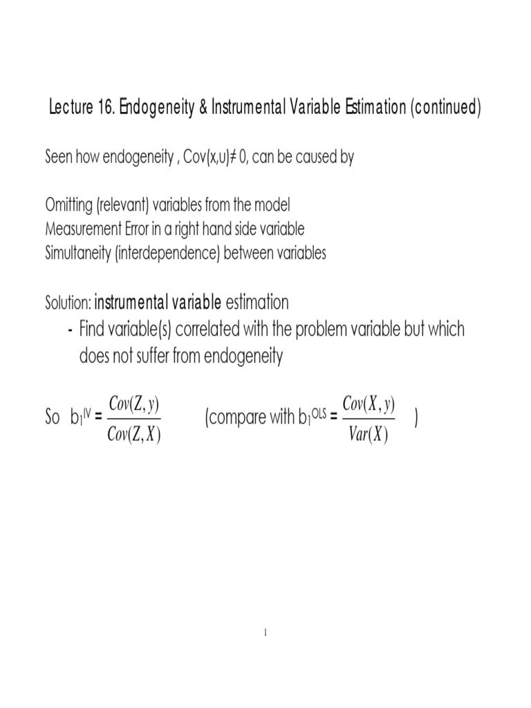 Lecture 16 - 2sls | PDF | Endogeneity (Econometrics) | Coefficient Of Determination
