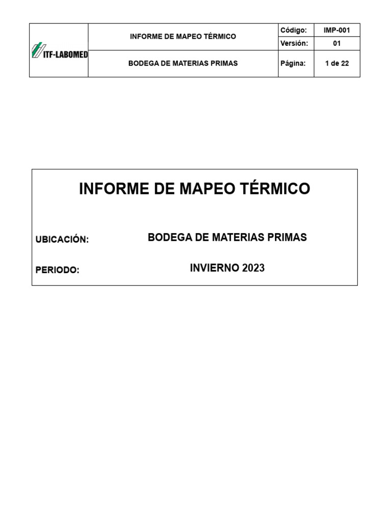 Informe de Mapeo Térmico: Bodega de Materias Primas Invierno 2023 | PDF ...