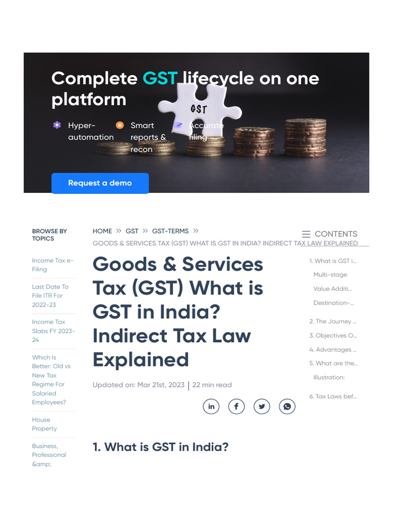 Goods and Services Tax (GST) What is GST in India? Indirect Tax Law ...