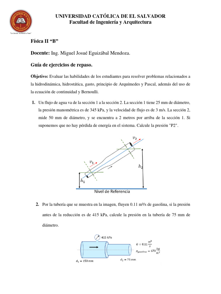 Guía de ejercicios | PDF | Presión | Pascal (Unidad)