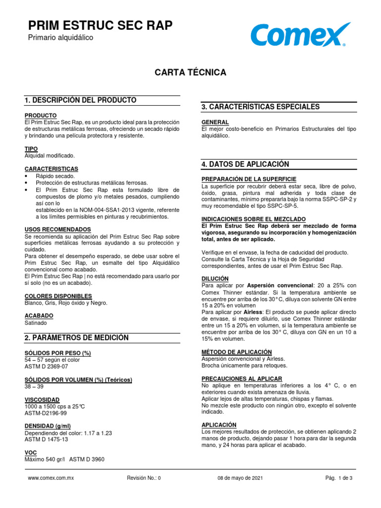 CT-Prim-Sec-Rap COMEX PRIMARIO ESTRUCTURAL | Descargar gratis PDF | Usuario (informática) | Pintar