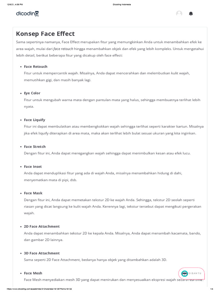 Dicoding Face Effect | PDF