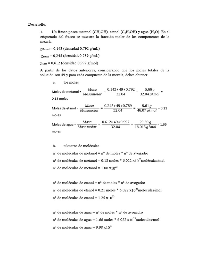 S5 TAREA Quimica | PDF | Concentración molar | Mole (Unidad)