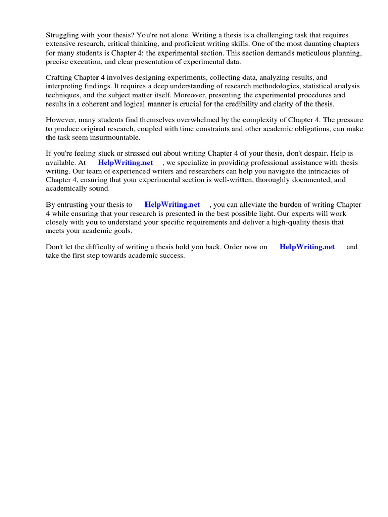 Chapter 4 Thesis Sample Experimental | PDF | Thesis | Methodology