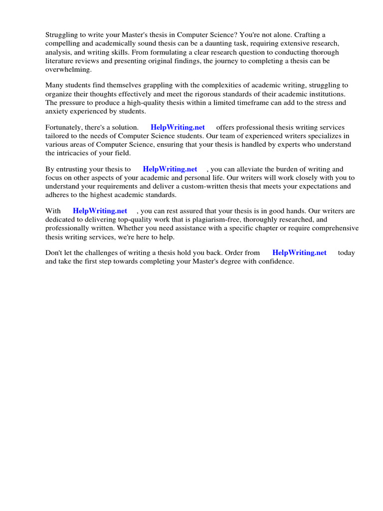 Master Thesis Computer Science PDF | PDF | Thesis | Computing