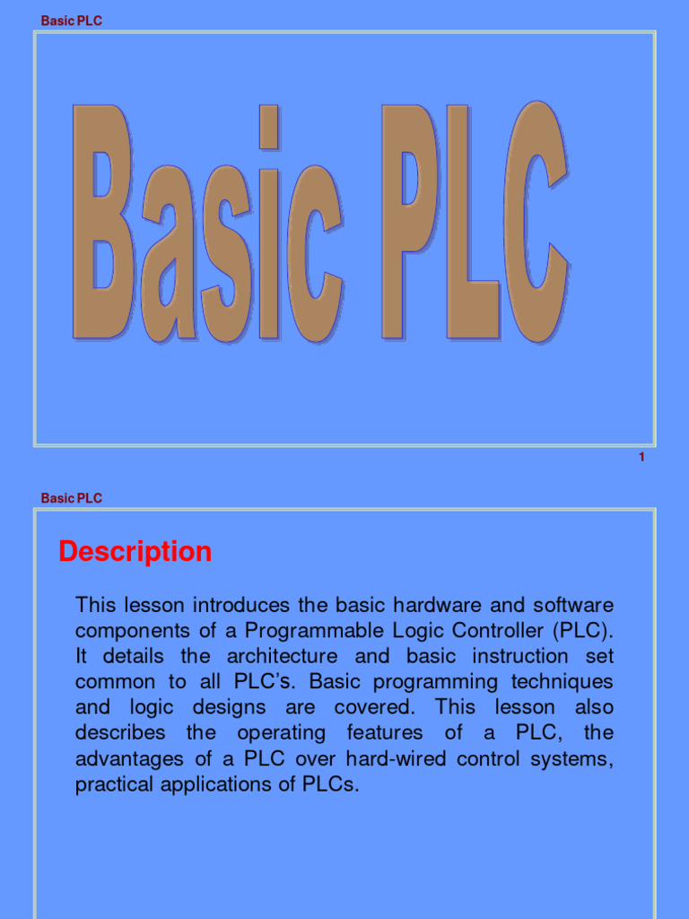 PLC - Course Notes - 1 | PDF | Programmable Logic Controller | Computer ...