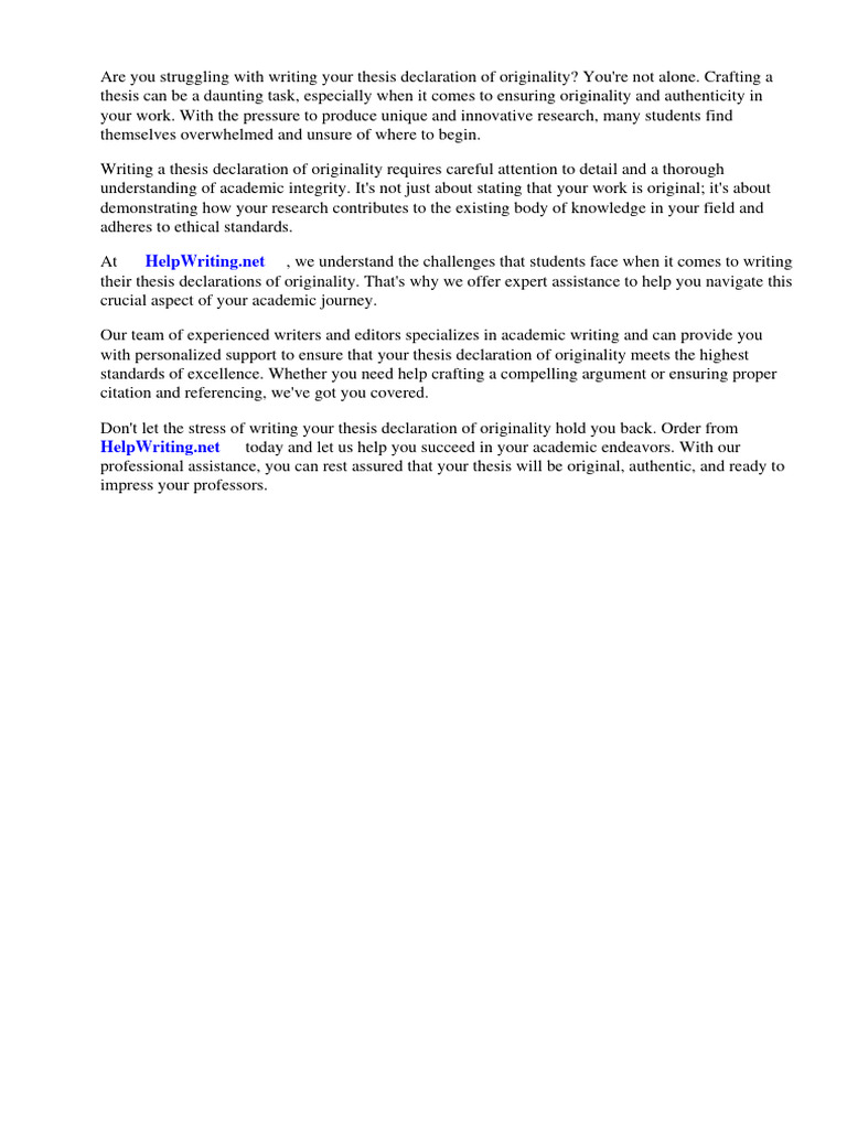 Thesis Declaration of Originality | PDF | Knowledge | Surveying