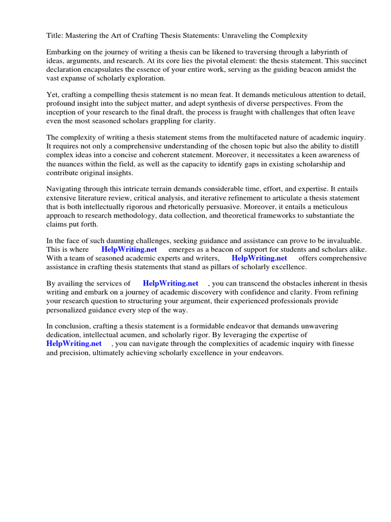 Models of Thesis Statements | PDF | Essays | Thesis