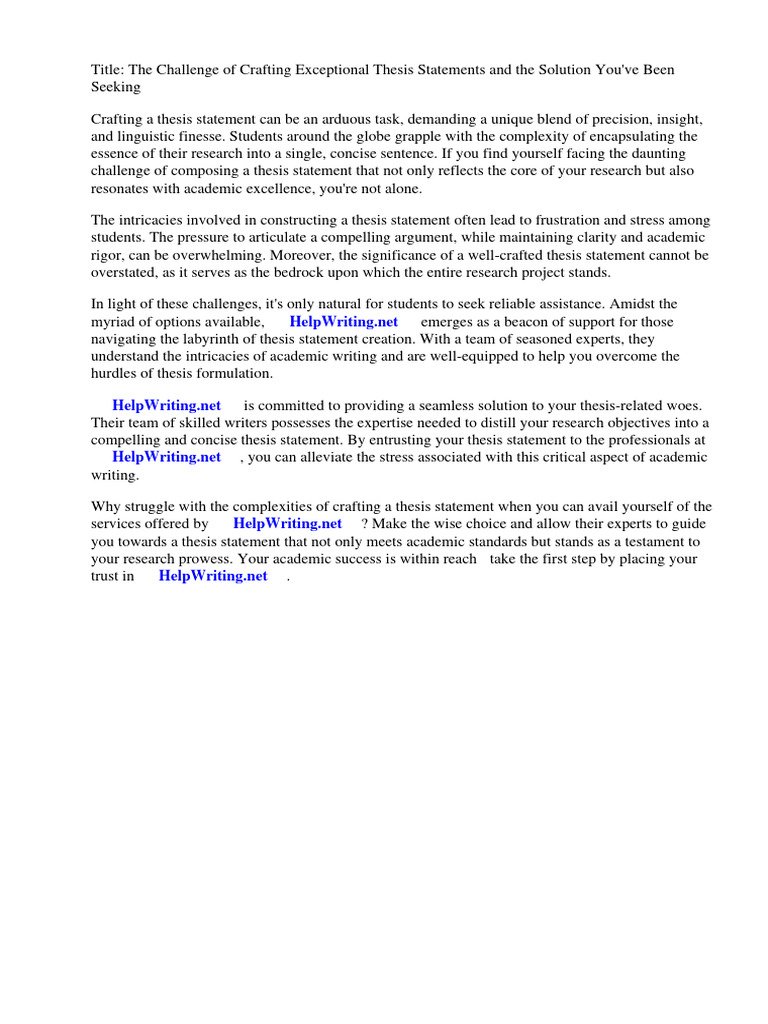 Worlds Best Thesis Statements | PDF | Essays | Thesis