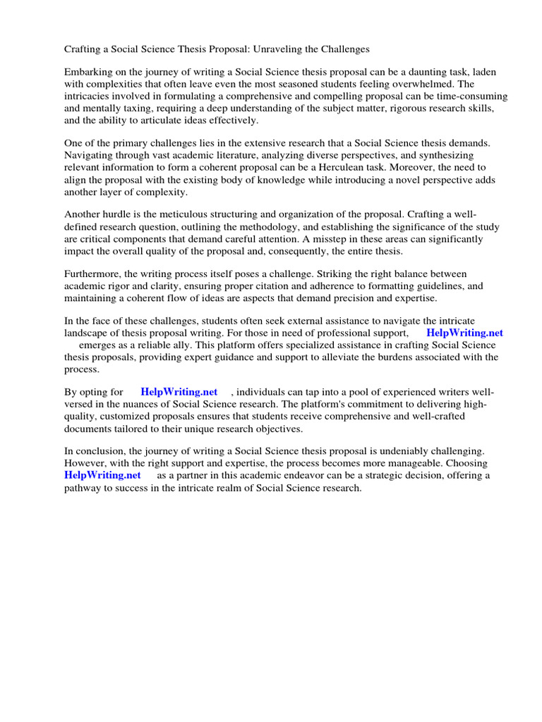Social Science Thesis Proposal | PDF | Thesis | Science Social Science Thesis Proposal | PDF | Thesis | Science