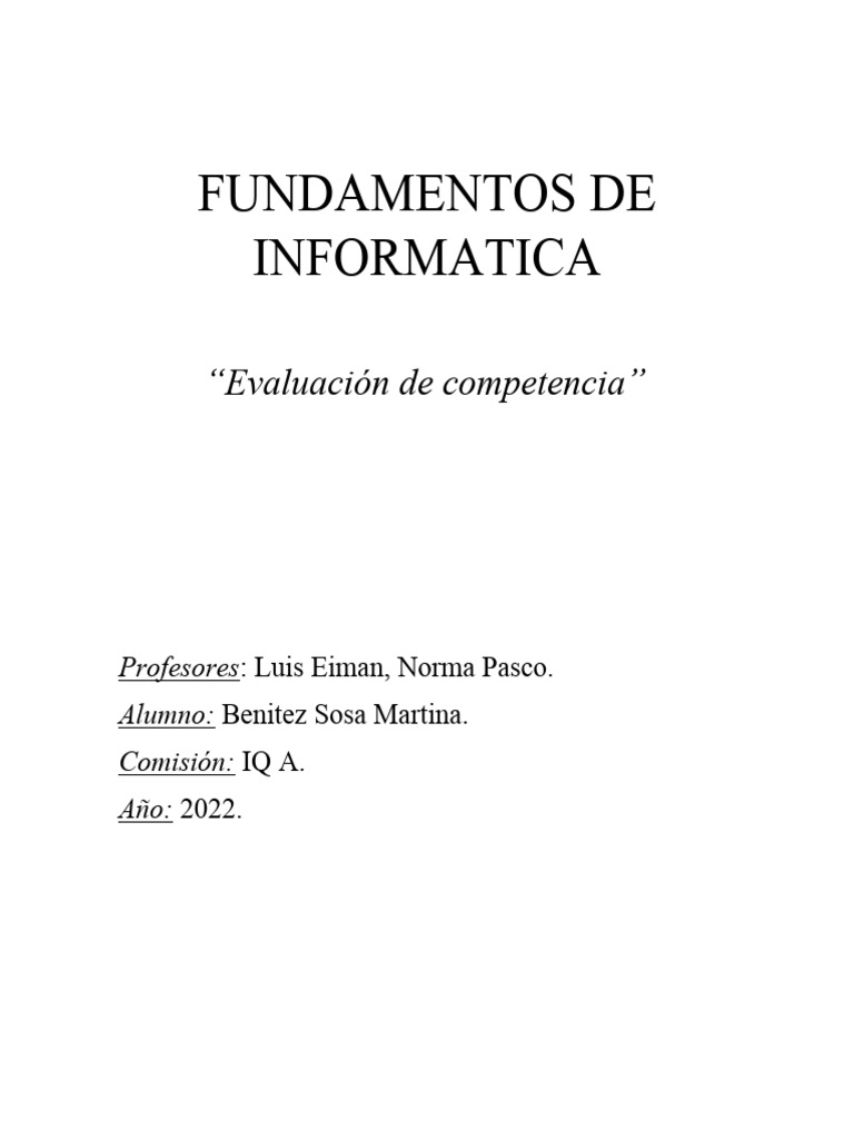 FUNDAMENTOS DE INFORM. Evaluacion de Competencia. Teoria | PDF | Hardware de la computadora ...